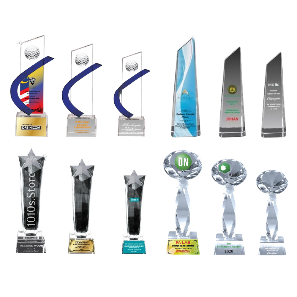 Crystal Trophy Plaque Award ; Anugerah Piala Kristal ; 水晶奖杯 ; LOGO ...