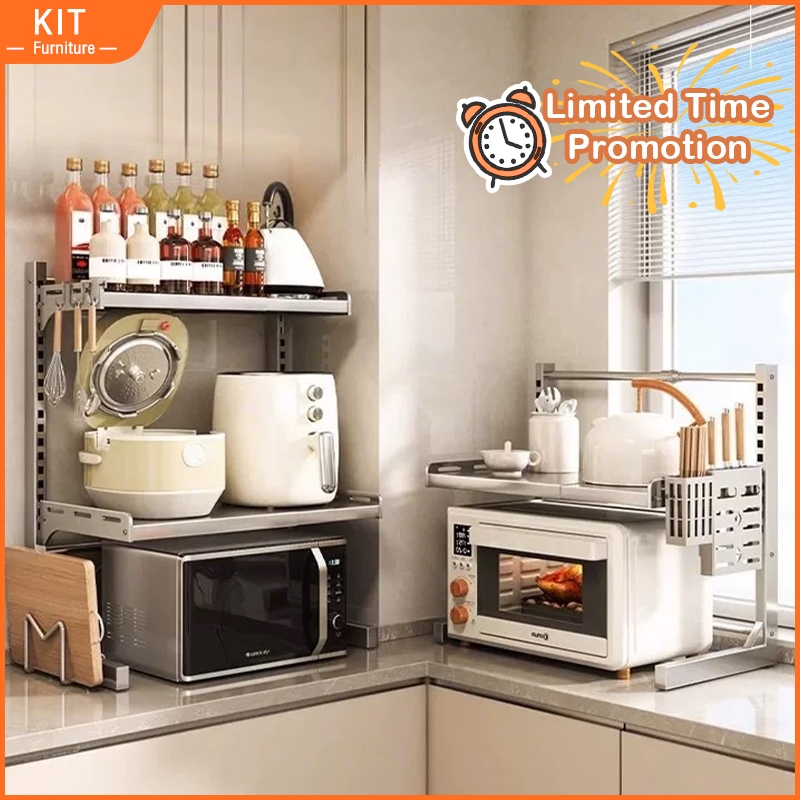 Microwave Rack Oven Rack Kitchen Rack Stainless Steel Storage Rack Rak ...