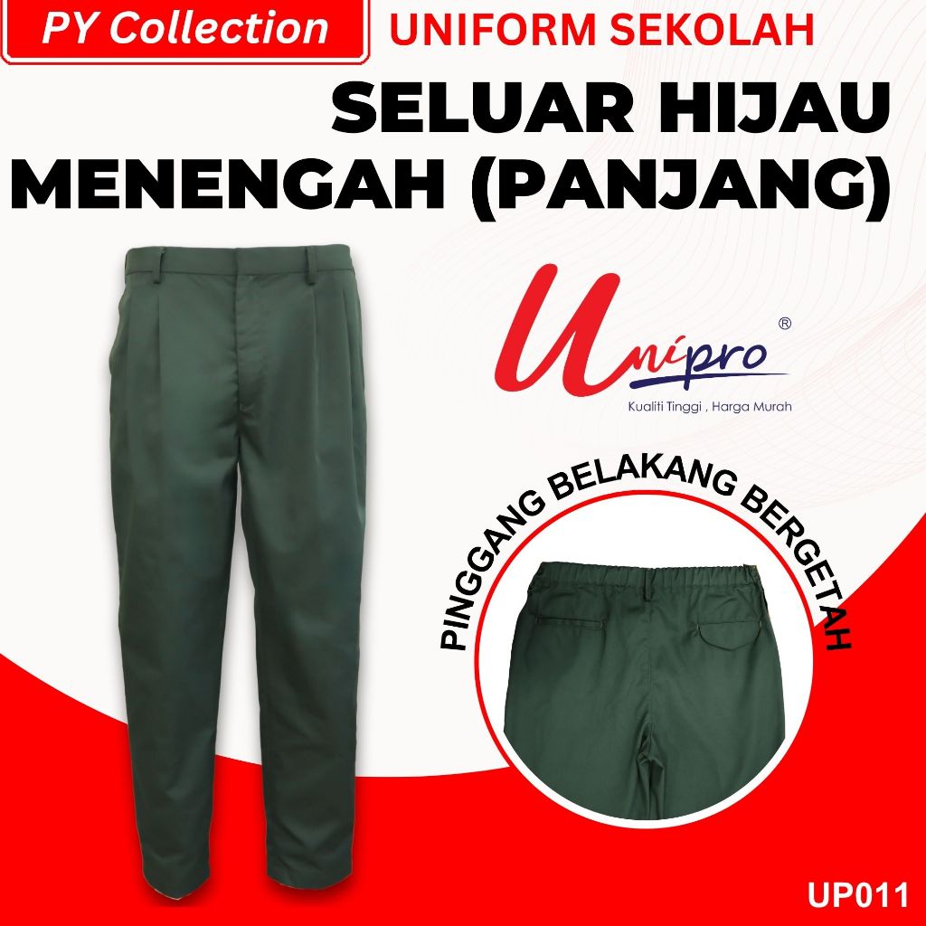 Seluar Panjang Sekolah Hijau Bergetah / School Uniform Seluar Hijau ...