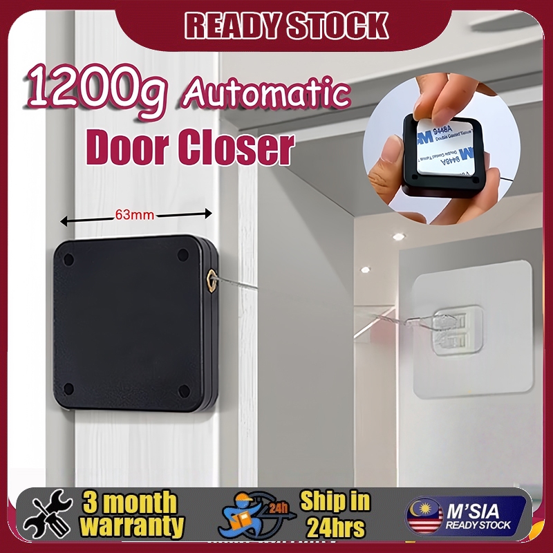 Automatic Door Closer Adjustable Punch Free Auto Closer Soft Close ...