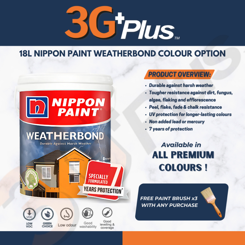 [PREMIUM COLOURS] 18L Nippon Paint Weatherbond Cat Nippon Weatherbond ...