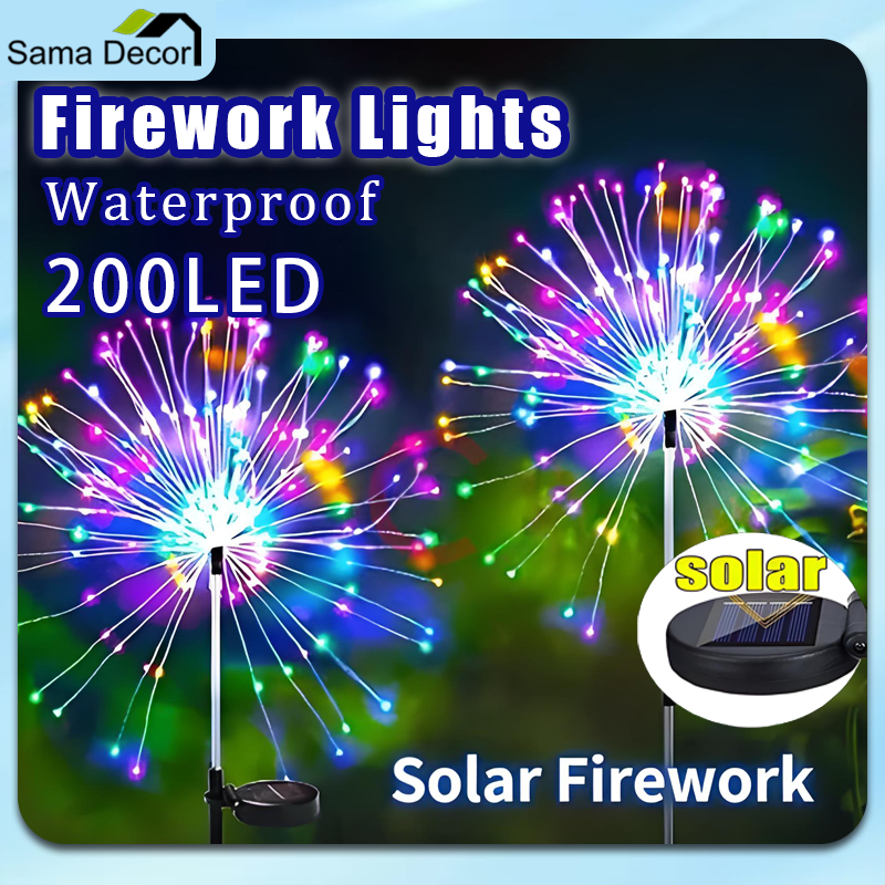 Outdoor Solar Fireworks Light 200LEDsolar Garden Decoration Waterproof ...