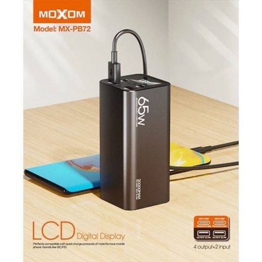 MOXOM ORIGINAL POWERBANK20000Mah 65W PD / 22.5W SCPMODEL : MX-PB72 ...
