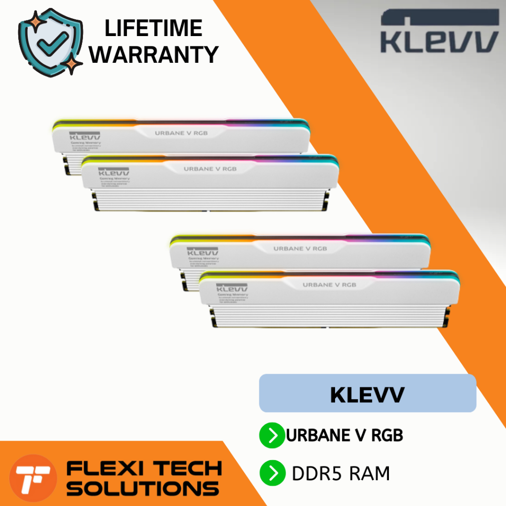KLEVV URBANE V RGB 6000MHz CL30 48GB (24GBx2)/CL28 32GB (16GBx2) DDR5 Gaming Memory - white ...