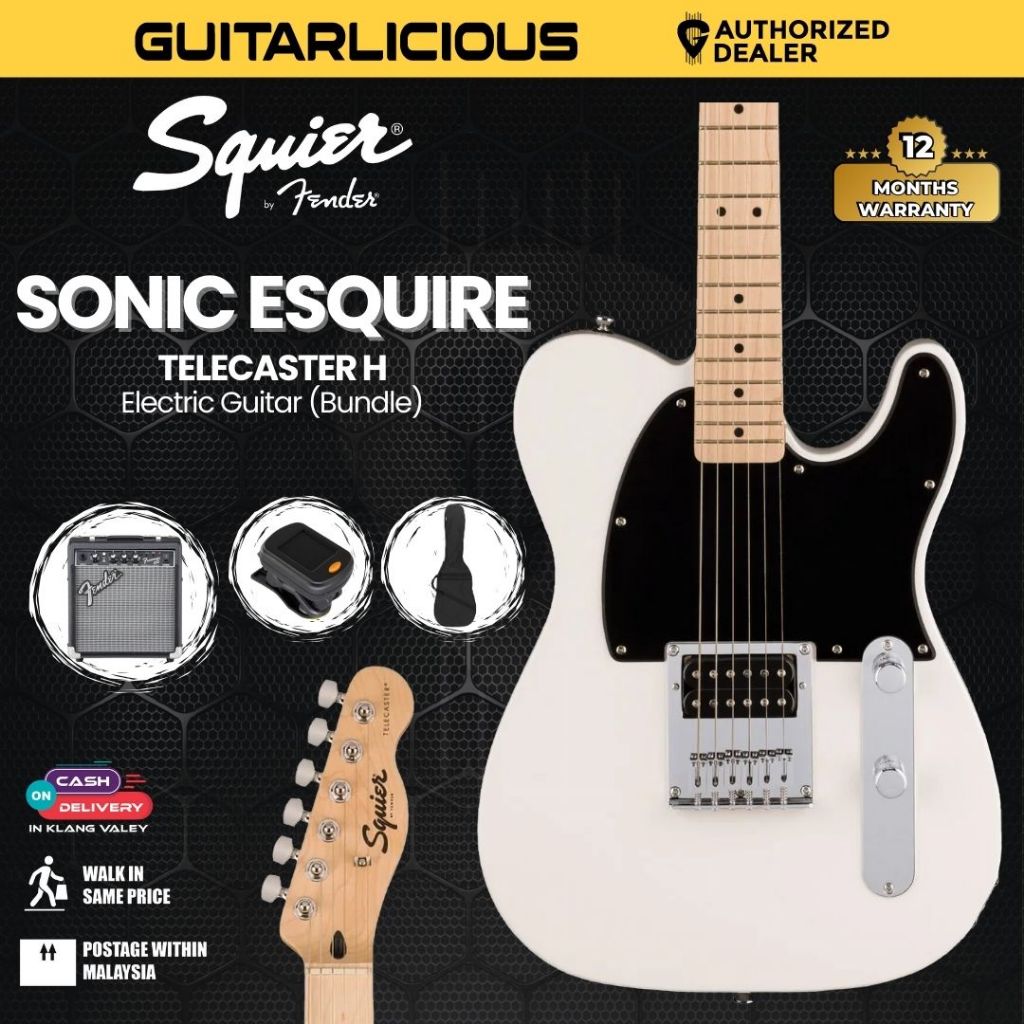 Squier Sonic Esquire H Electric Guitar w/Black Pickguard, Maple FB - Arctic White | Shopee Malaysia