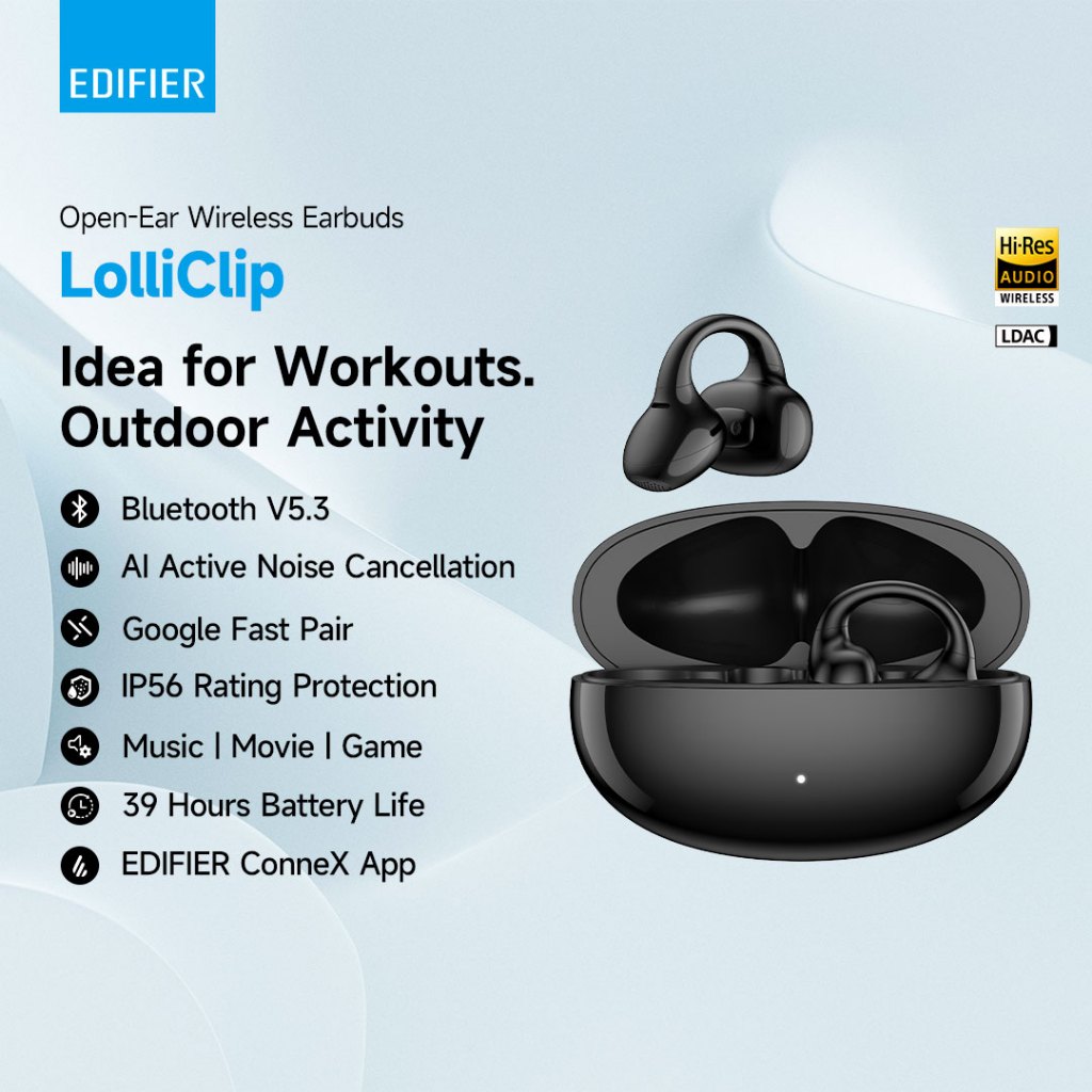 Edifier LolliClip - Sport Open-Ear TWS Earphone Bluetooth 5.4 Hi-Res ...