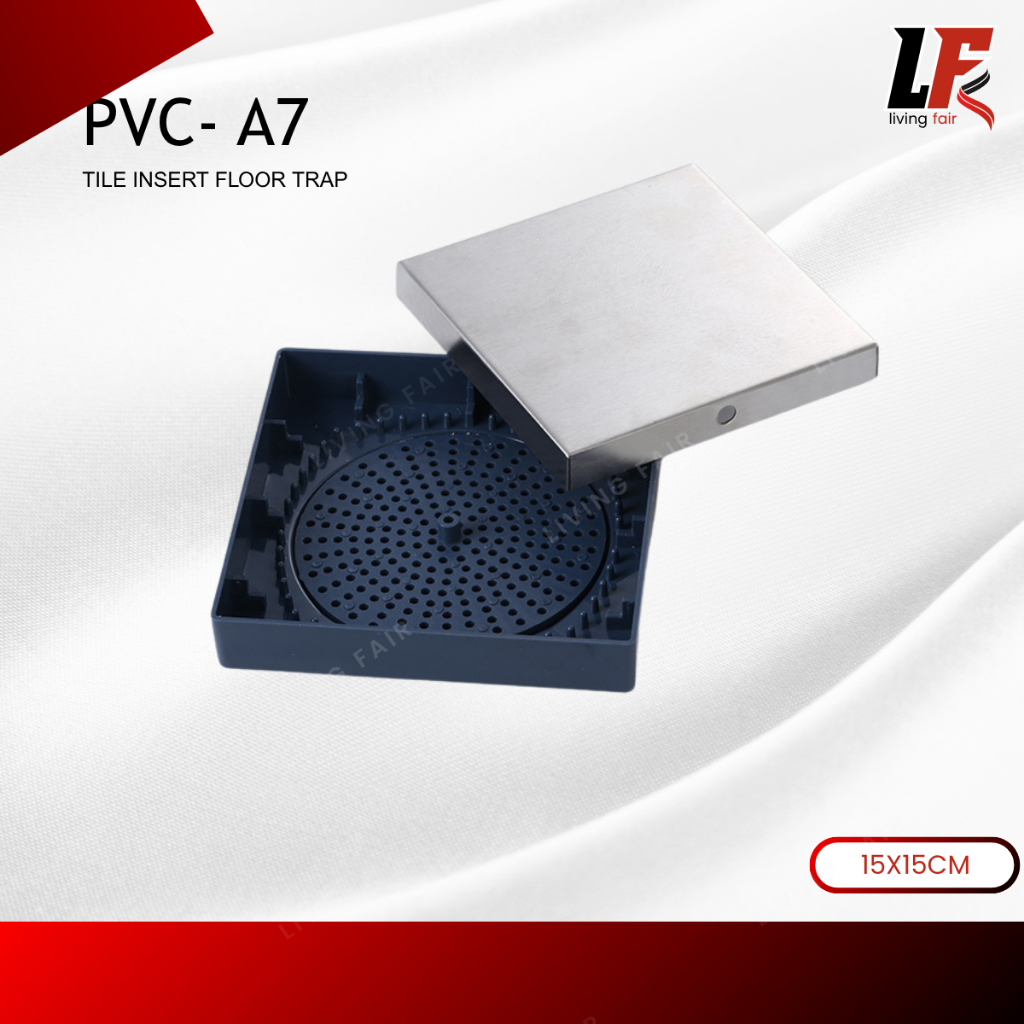 Living Fair 13x13cm 15x15cm PVC tile insert floor trap Anti Rusting Floor Drain for bathroom ...