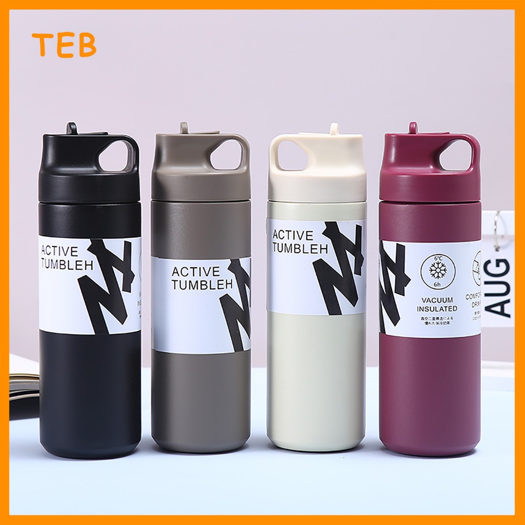550ml Sport Thermos Flask with Straw / Botol Termos Sukan 550ml Dengan Straw Keluli Tahan Karat ...
