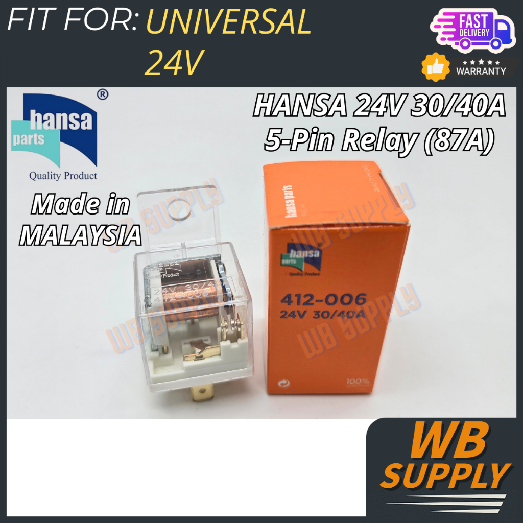 ORIGINAL HANSA 12V 5-Pin Relay (87A) 412-006 –Made in MALAYSIA🇲🇾 ...