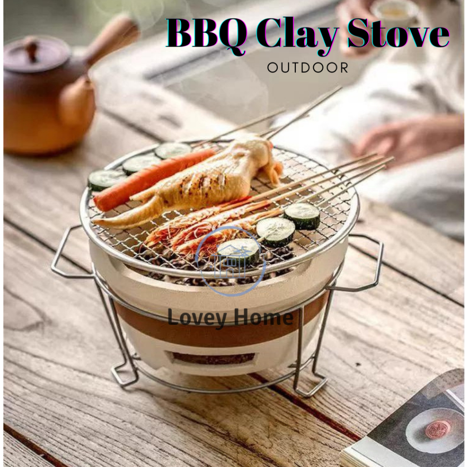 Claypot Stand Outdoor Barbecue Charcoal Clay Stove BBQ Home Grill ...