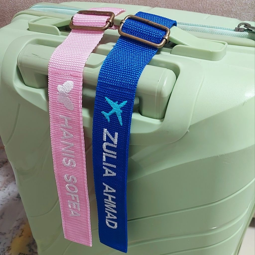 1.5" Wide Luggage Tag with Metal Buckle - Bag Tag Sulam Nama - Tag Beg ...