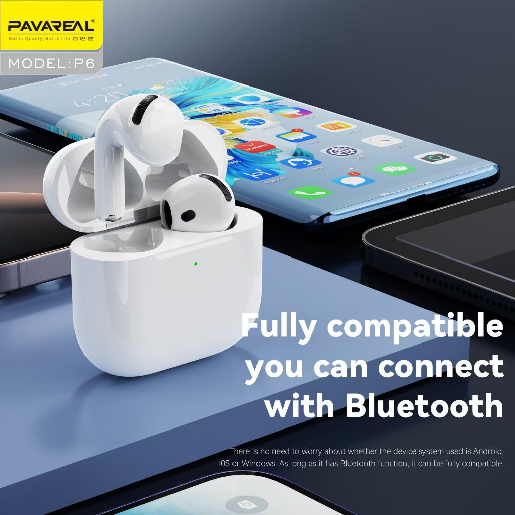 PAVAREAL P6 ANC TWS Wireless Bluetooth V5.4 Earbuds Stereo Headset / Hi ...
