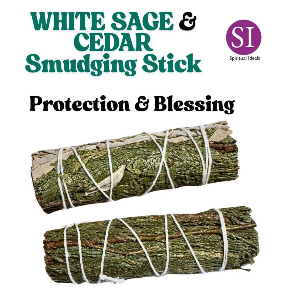 SI White Sage Cedar Smudging Stick Cleansing Purification Blessing ...