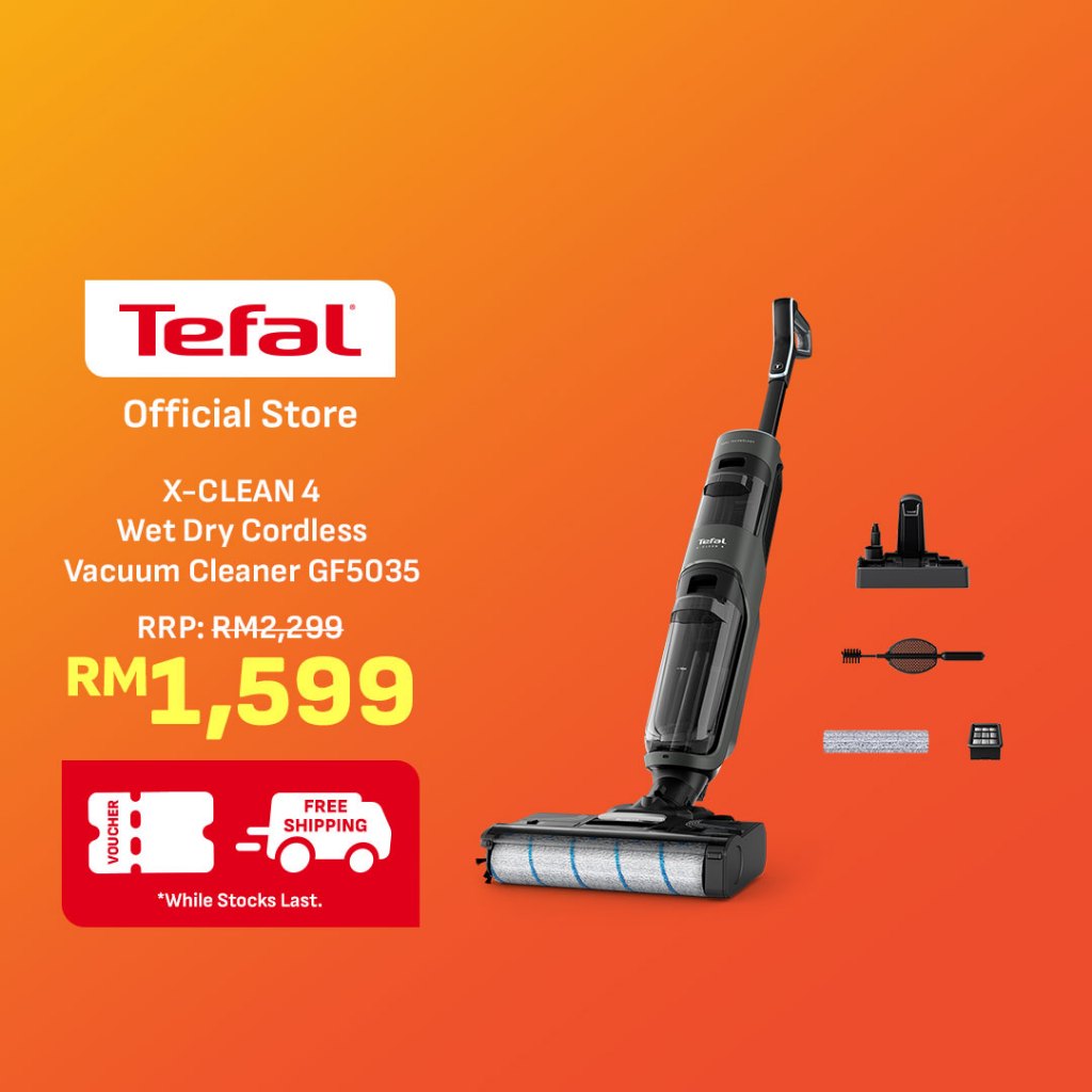 Tefal X-Clean 4 Wet & Dry Cordless Vacuum Cleaner GF5035 (Timesaving 2 ...