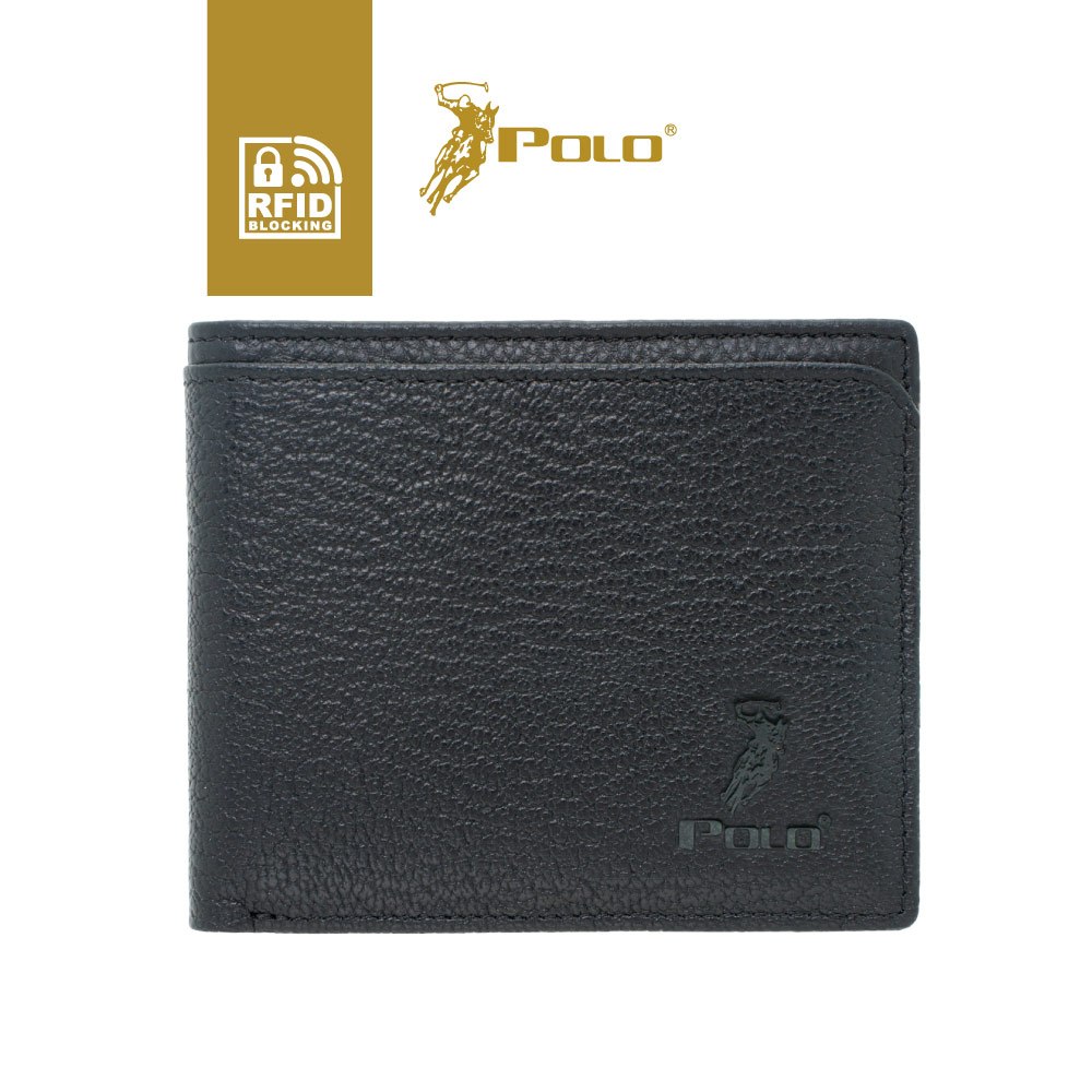 Polo RFID Full Grain Leather Bifold Wallet – Black Men’s Wallet 1067 ...