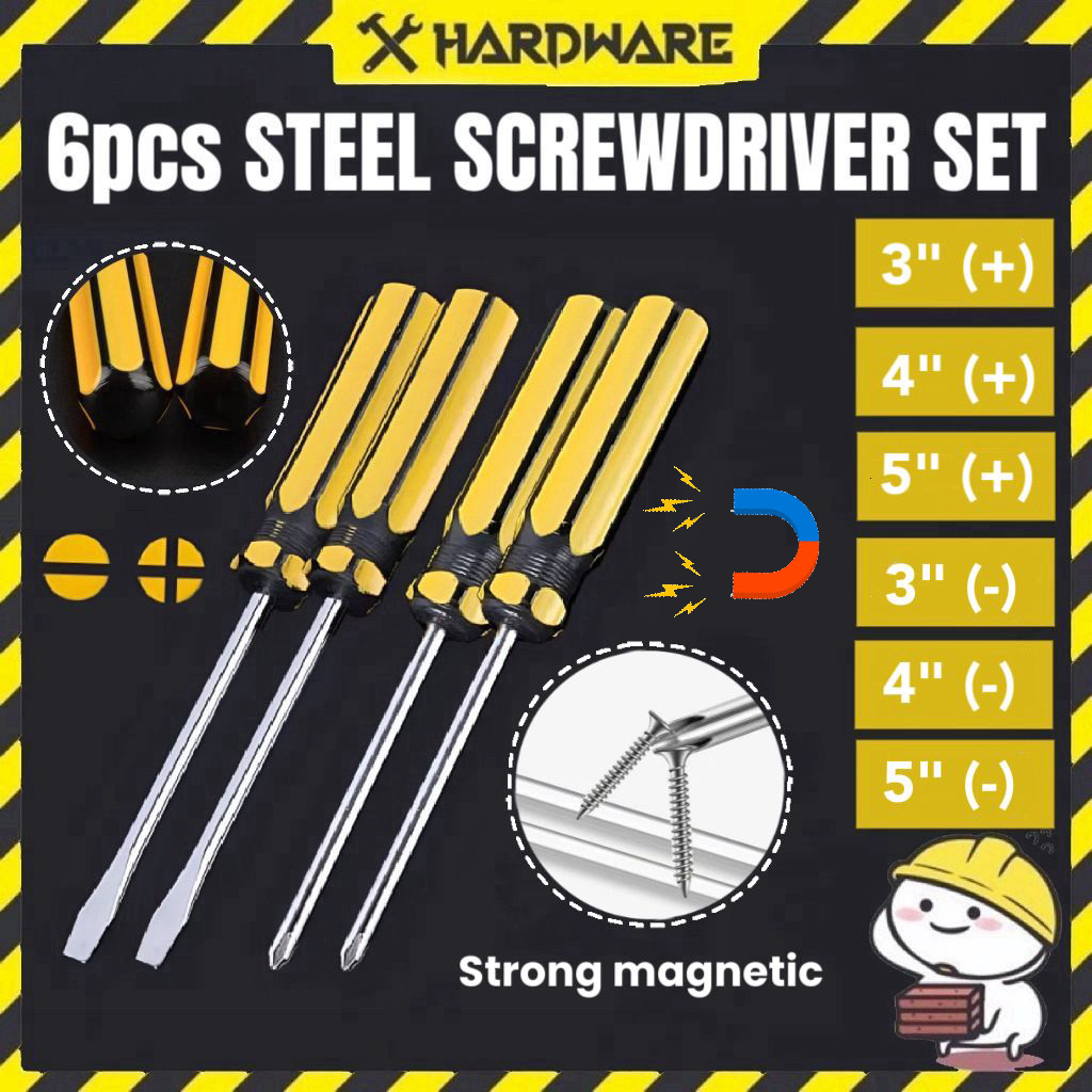 6pcs Steel Screwdriver Set/Philips Slotted Tip Economy Screwdriver Set ...