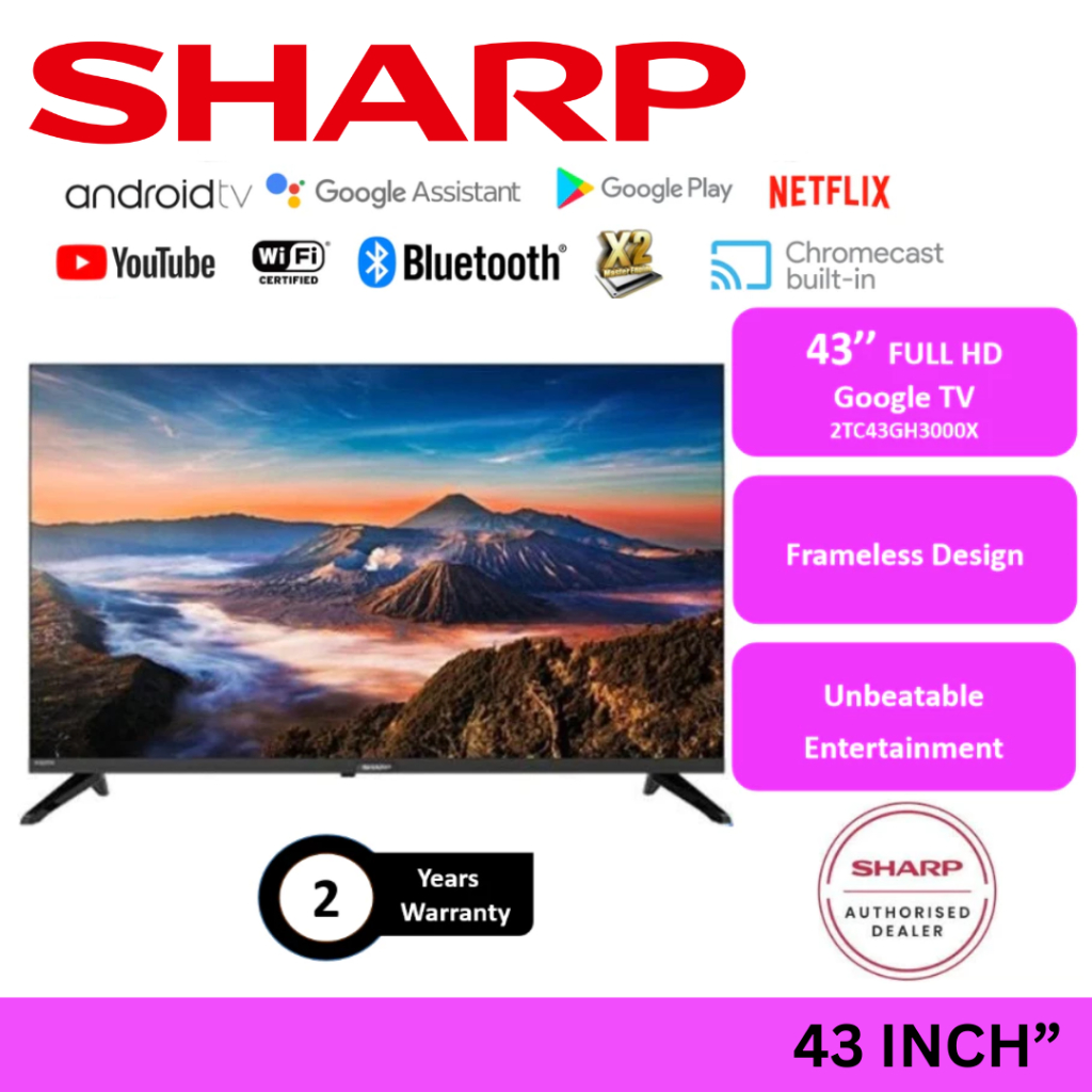 Sharp 43 Inch Goggle TV Smart TV Full HD Television can Youtube Netflix ...