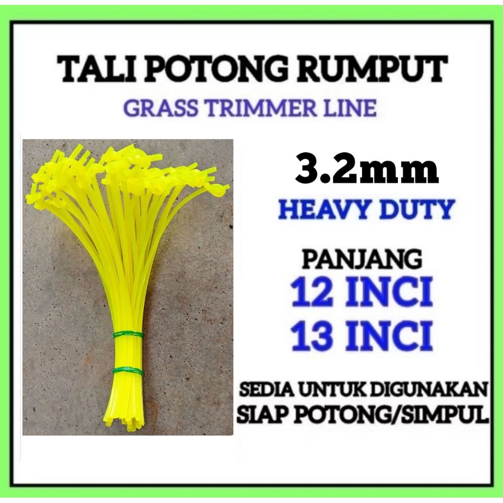 3.2mm TALI MESIN RUMPUT - GRASS TRIMMER LINE 12 INCI & 13 INCI | Shopee ...