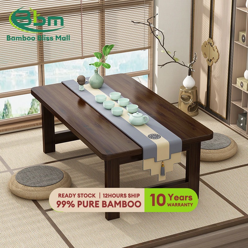 BBM Bamboo Meja Teh With Foldable Bay Window Table Corner Table 60/70 ...