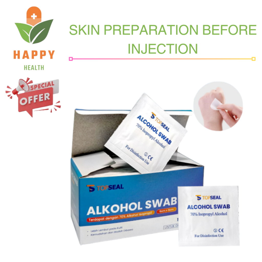 [ Exp 1/2030 ] Topseal Alcohol Swabs 100'S - Prep Skin Before Injection ...