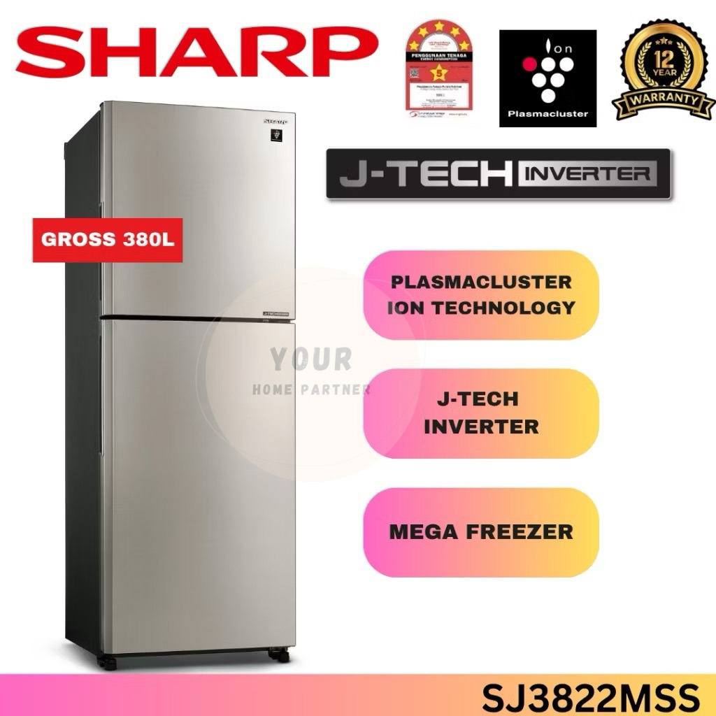 Sharp 2 Door 5 Star Fridge 280L/320L/380L/410L Inverter SJ2822MSS ...