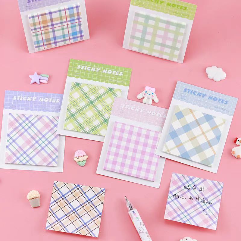 Checkered Post-it Notes Simple Style Plaid Sticky Notes Portable Sticky ...
