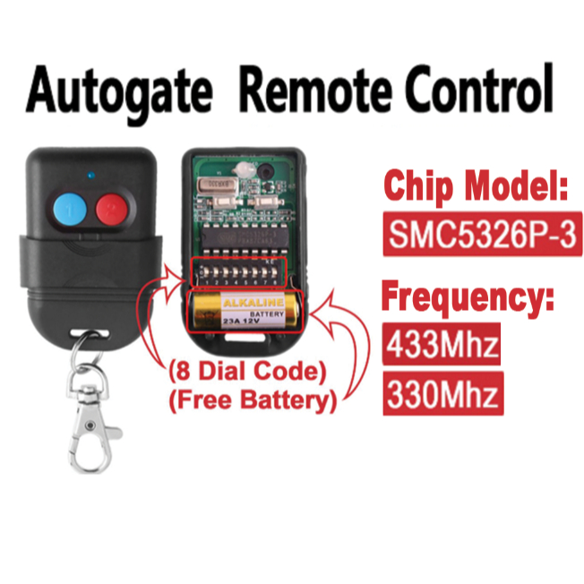 Remote Pagar Auto Gate– 433Mhz 330MHz Remote Control SMC5326P-3 ...