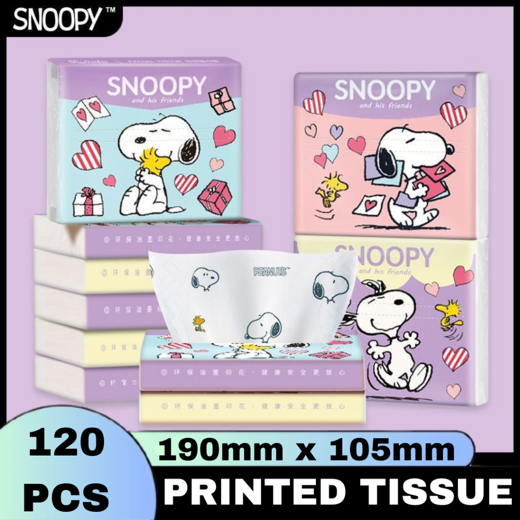 *120pcs* Snoopy Design Tissue Printed Pocket tisu Cartoon Colorful ...