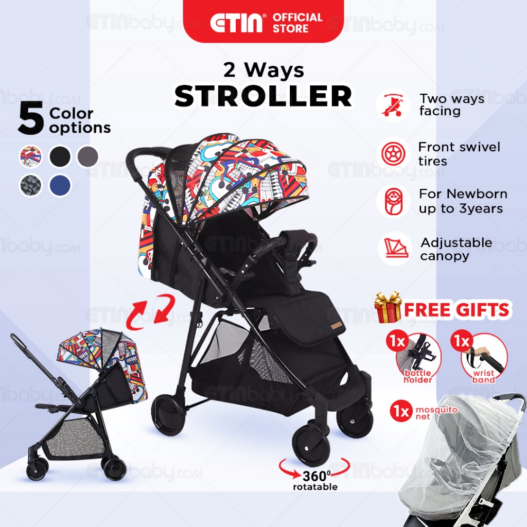 ETIN 2 Way Baby Stroller Foldable Lightweight Newborn Travel Trolley ...