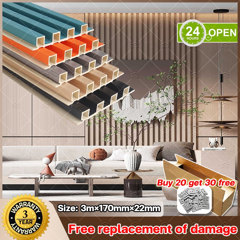 (10pcs) 22mm Fluted Wall Panel Wainscoting WPC Wood Strips Design Wall ...