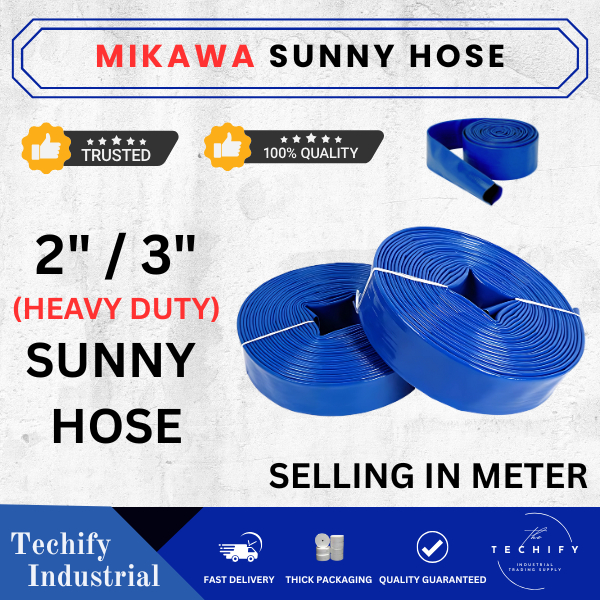 MIKAWA 2" / 3" Blue Sunny Hose PVC Water Pump Discharge Hose Heavy Duty ...