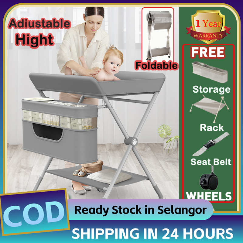 Baby Changing Table Diaper Changing Table Wheel Foldable Baby Diapers ...