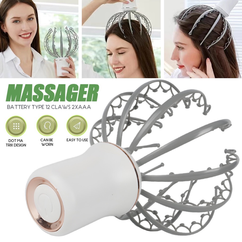 🇲🇾🐸Octopus Electric Scalp Head Massager USB Charging Octopus Claw ...