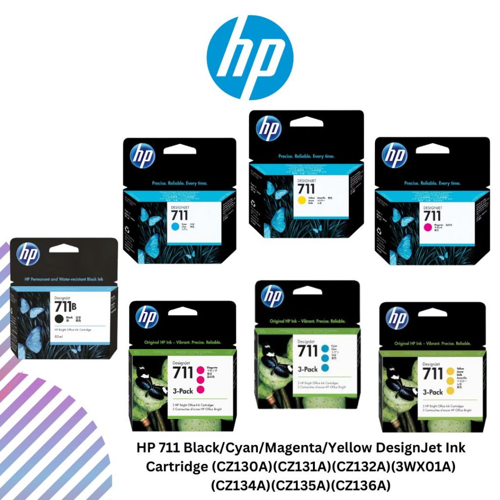 HP 711 Black/Cyan/Magenta/Yellow DesignJet Ink Cartridge (CZ130A ...