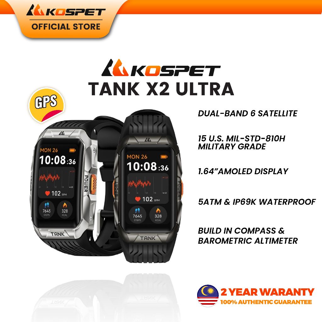 KOSPET Tank X2 Ultra Smartwatch with GPS | Jam Pintar KOSPET Tank X2 ...
