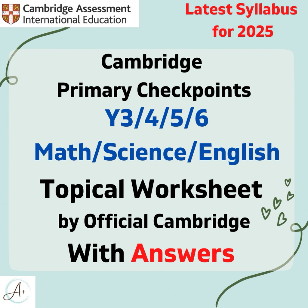 Year 3/4/5/6 Math Science English Cambridge Primary Topical Worksheets ...