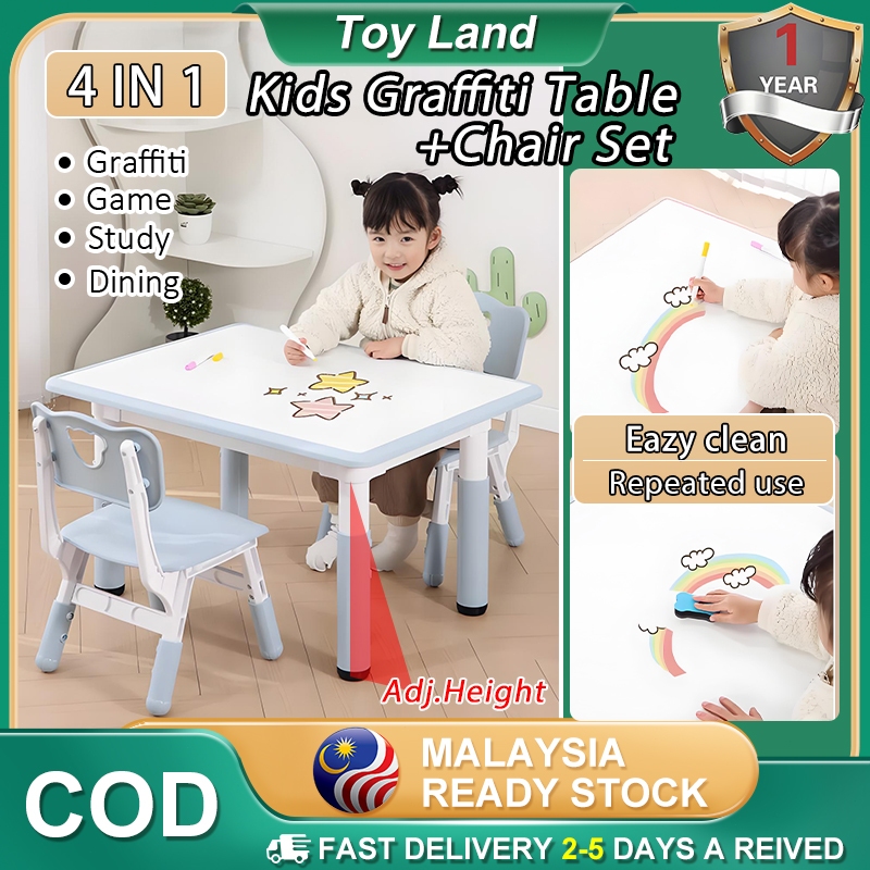 Kindergarten Kids Graffiti Table Drawing Table With Chair Height ...