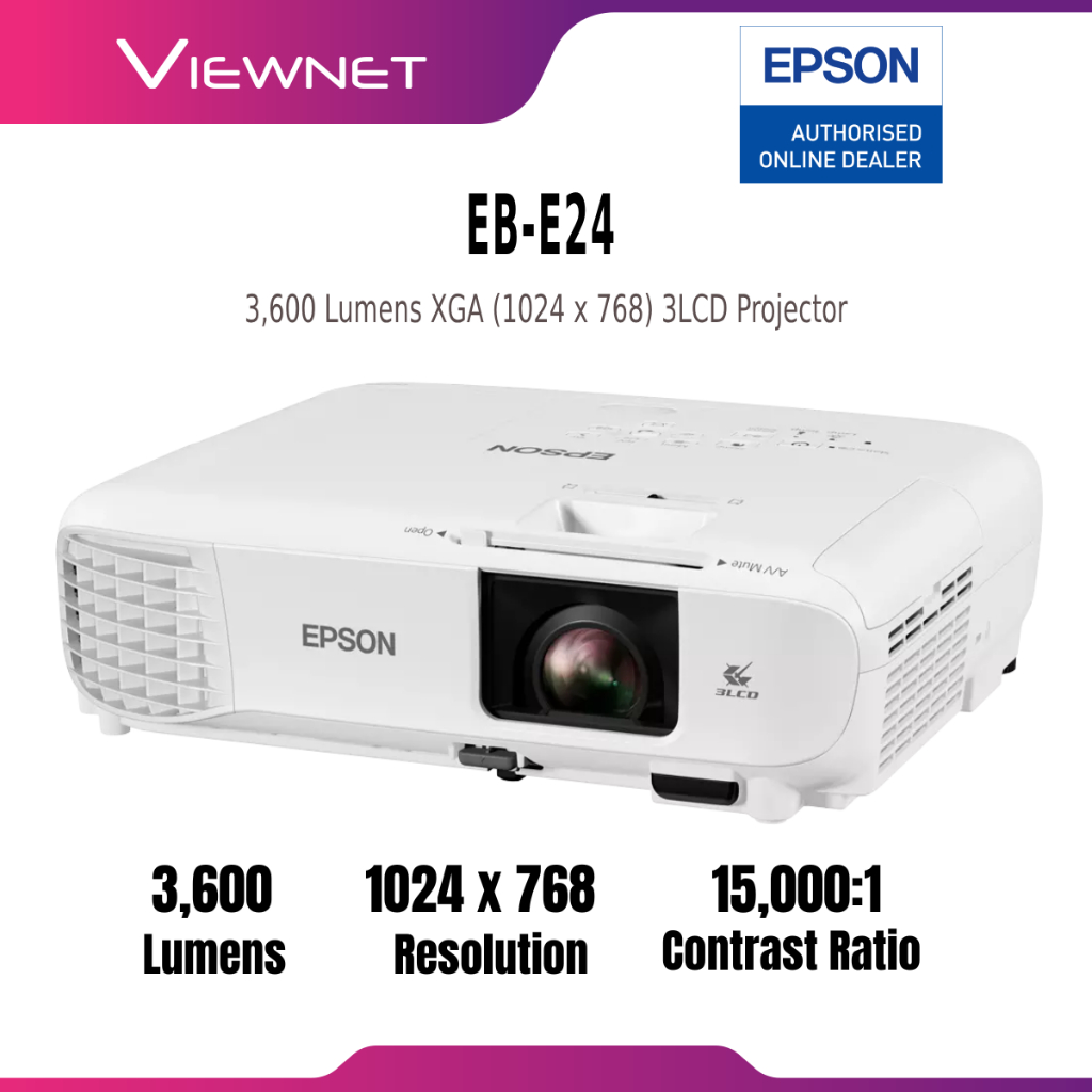 EPSON EB-E24, EB 24, E24 / EB-X06 3600 LUMENS PROJECTOR 3LCD XGA ...