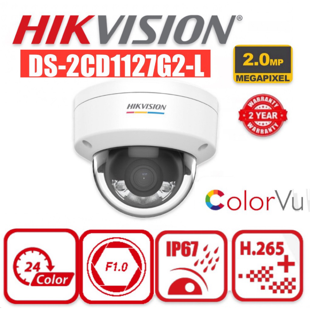 HIKVISION CCTV DS-2CD1127G0-L 2MP ColorVu Fixed DOME Network Camera.(2.8MM) | Shopee Malaysia