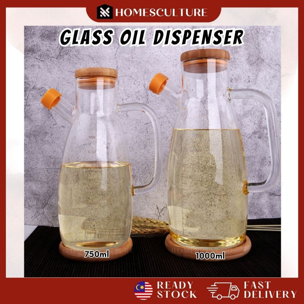 Glass Oil Dispenser Cooking Oil Measure Bottle Vinegar Soy Sauce 1L ...