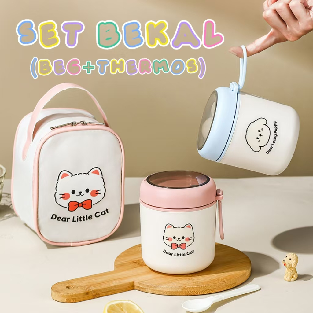 530ML Set Bekal Cute Thermos Flask Soup Container Porridge Warmer Food ...