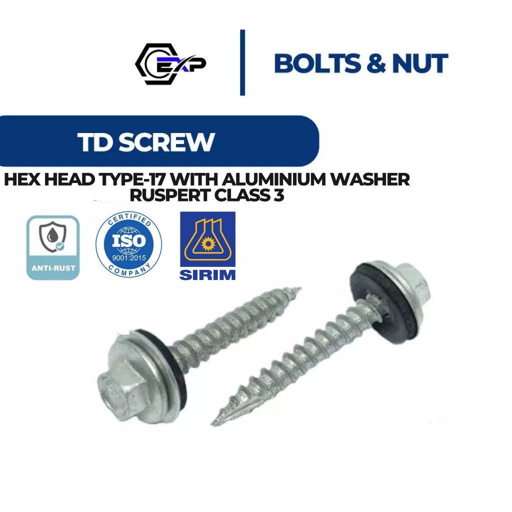 Exp (1 PCS) TD SCREW Class 3 Ruspert With Aluminium Bonded Washer Anti ...