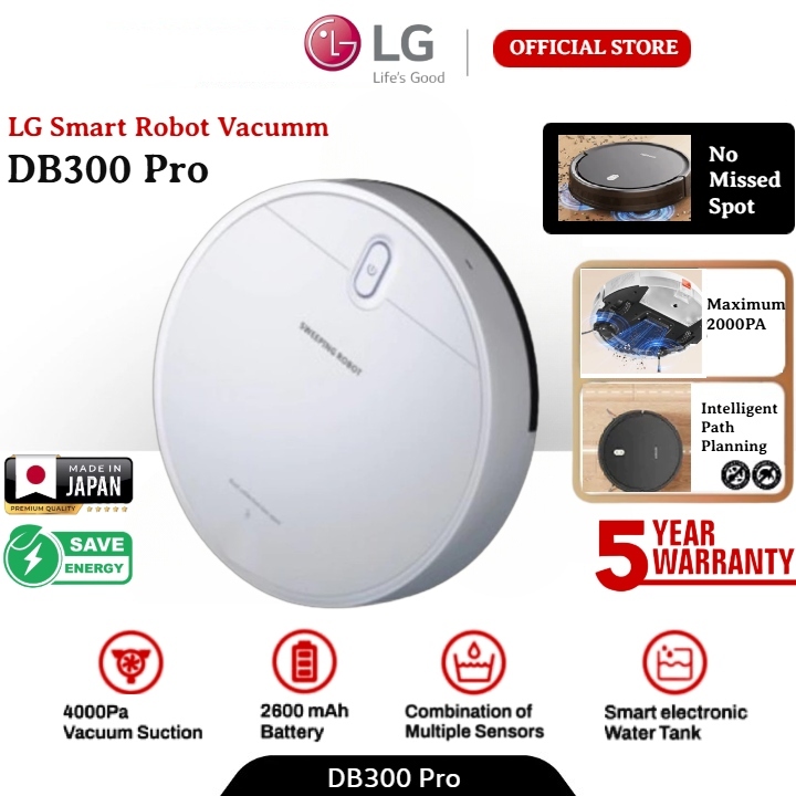 LG JAPAN Robot Vacuum DB300 PRO | Vacuum & Mopping Function | 2600mAh ...