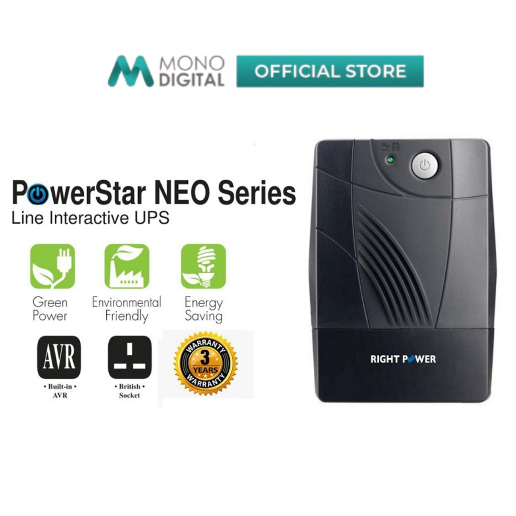 RIGHT POWER 800VA UPS (POWERSTAR NEO 800) AVR AVS AUTOMATIC VOLTAGE ...