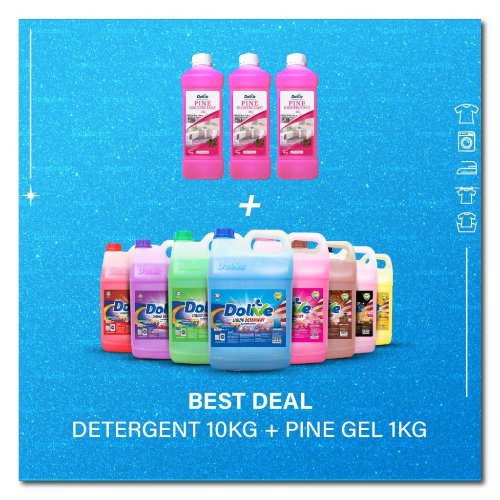 {BEST DEAL} DETERGENT DOLIVE 10KG + PINE GEL DOLIVE 1KG (2 BOTOL ...