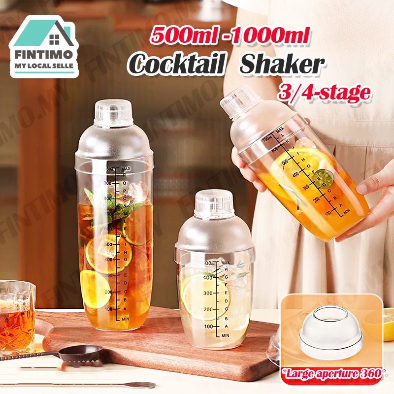 【MY】500ml-1000ml Plastic Cocktail Shaker Bottle botol Cup Set Bartender ...
