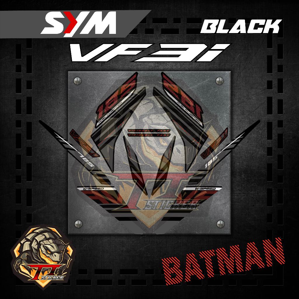 SYM VF3i 185 BATMAN PURBA ( 21 ) CUSTOM STRIPE STICKER MOTOR ( READY ...