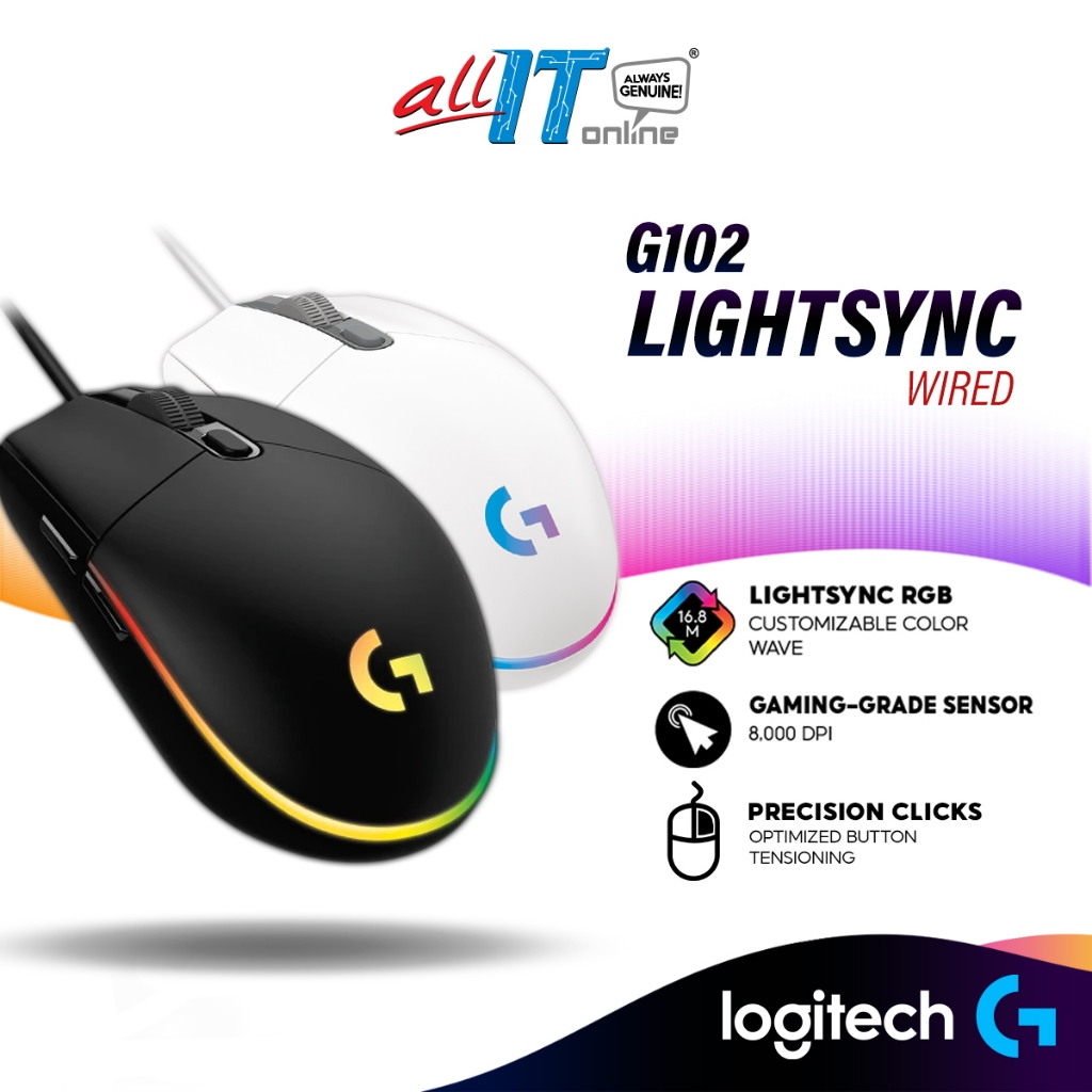 Logitech G102 Light Sync Gaming Wired Mouse | Gaming Grade Sensor | 8k ...
