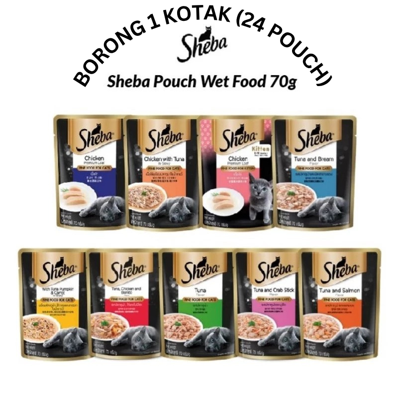 Borong 1 Kotak Sheba Cat Pouch Sheba Wet Food ( 24 pouch ) Cat Food ...