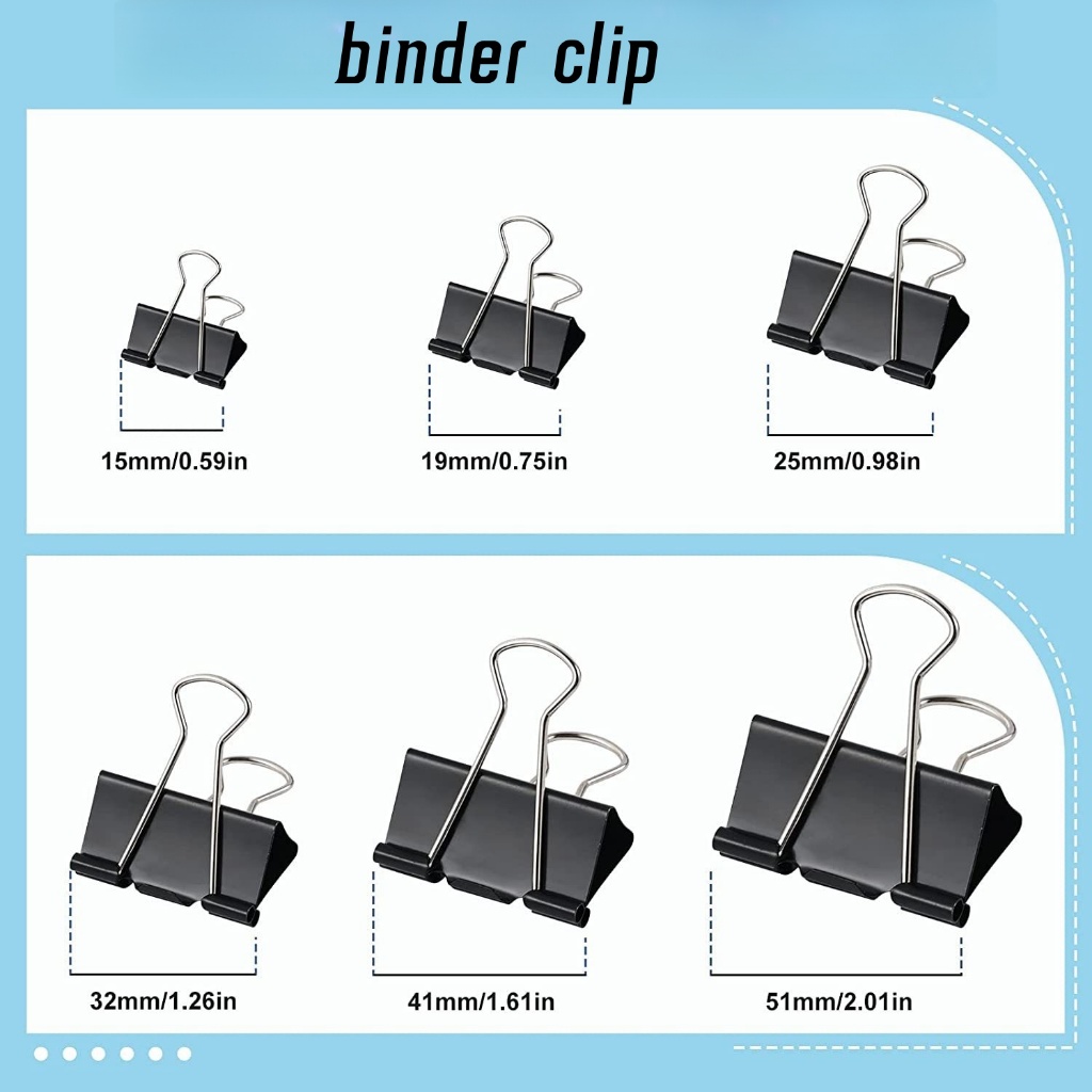 12pcs Black Binder Clip Multipurpose 19mm-51mm binder clip paper Binder ...